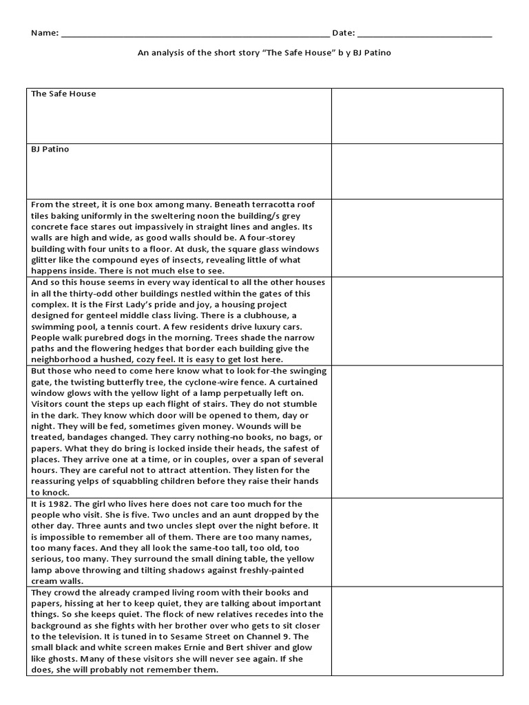Analysis of "The Safe House" Story | PDF | Mystery, Thriller & Crime ...