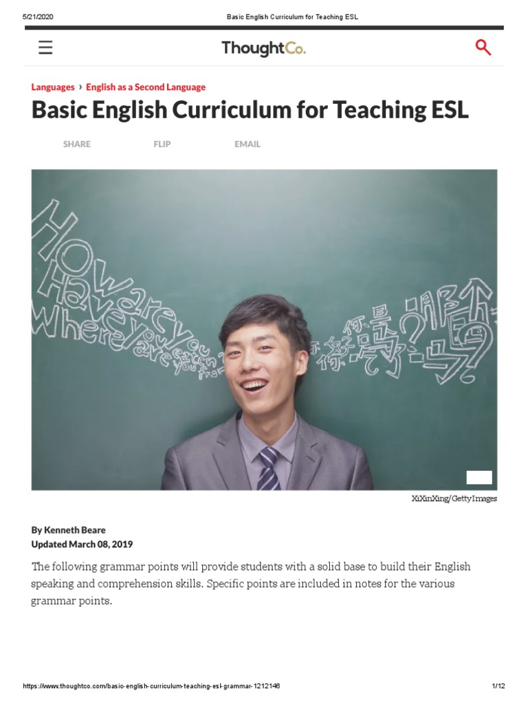 Basic English Curriculum For Teaching ESL | PDF | English As A Second Or Foreign Language ...