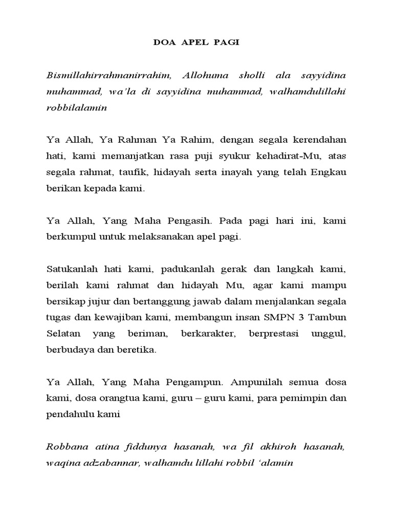 Doa Apel Pagi | PDF