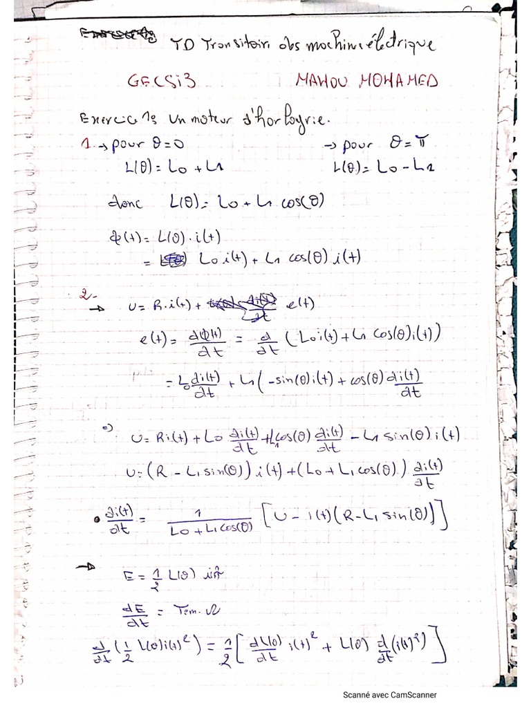 Exercice 1 5 ET 14 Transitoire Des Machine Électrique - MAHOU MOHAMED ...