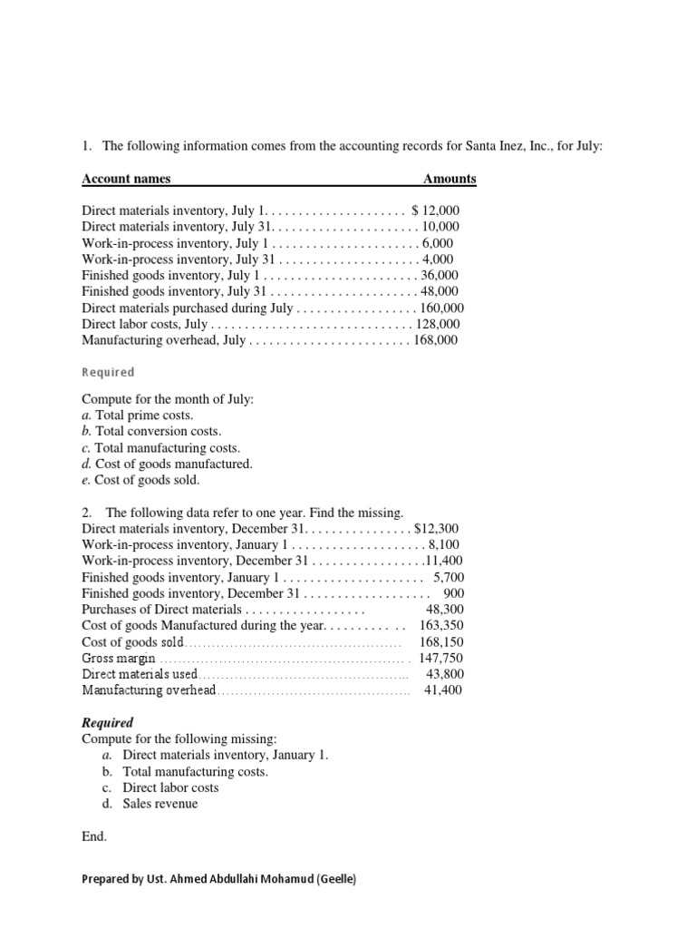 Chapter 2 Problems & With Solutions | PDF | Inventory | Cost Of Goods Sold