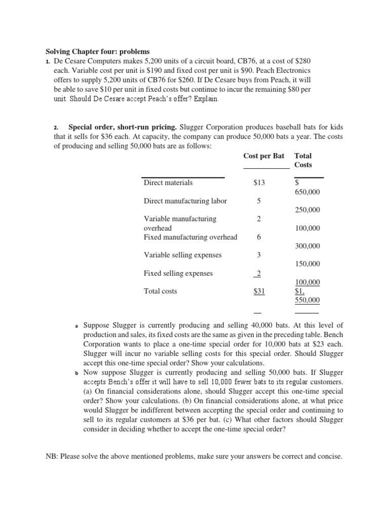 Chapter 4 Problems & Solutions | PDF | Cost | Trade