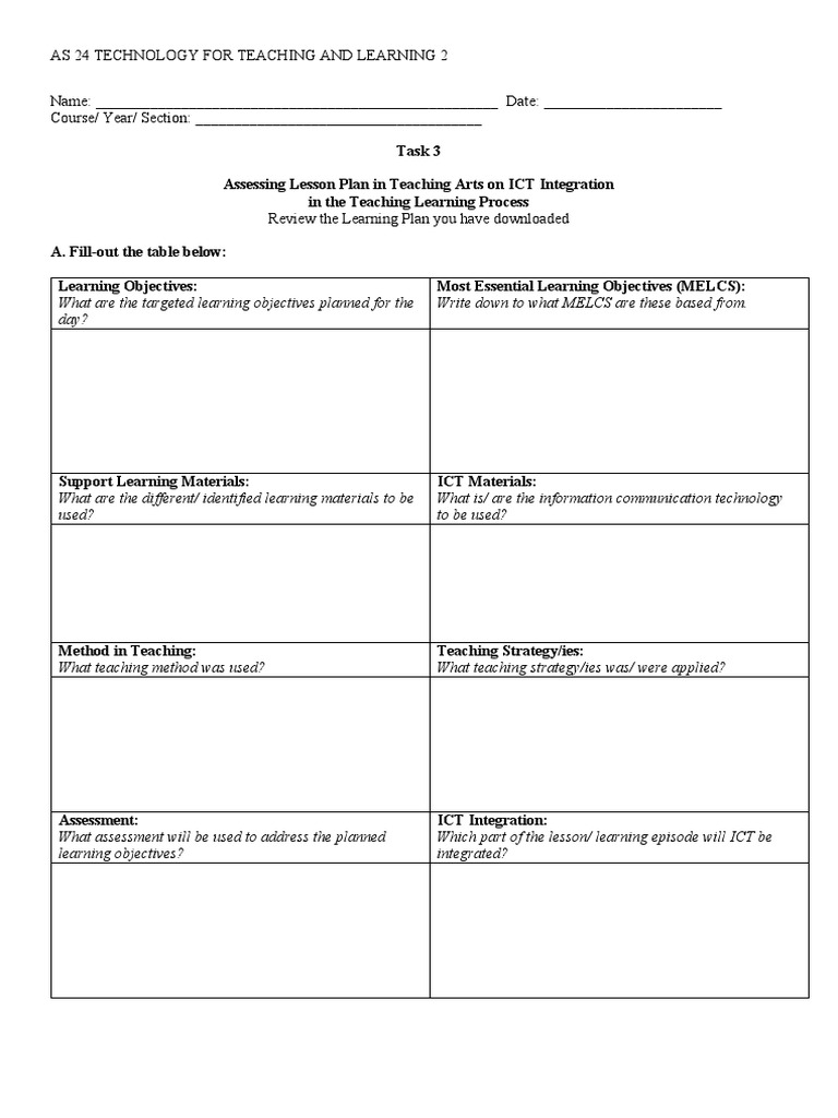 TTL 2 Worksheet 3 | PDF | Educational Technology | Learning