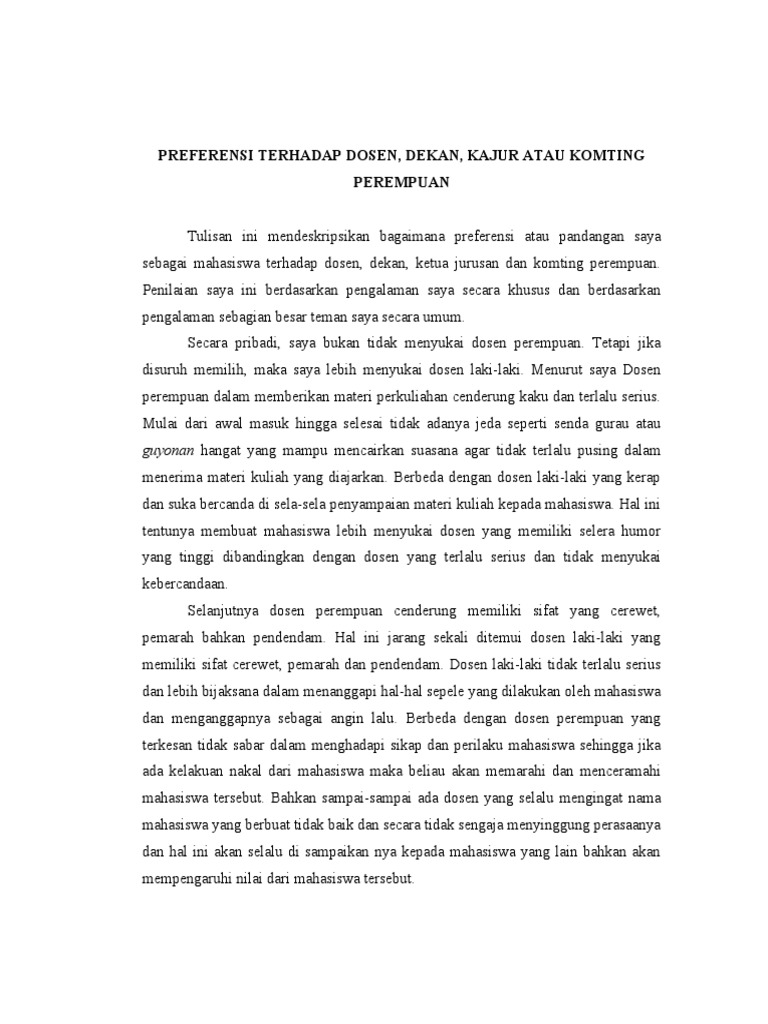 Preferensi Mahasiswa Terhadap Dosen Perempuan | PDF | Kesehatan Holistik