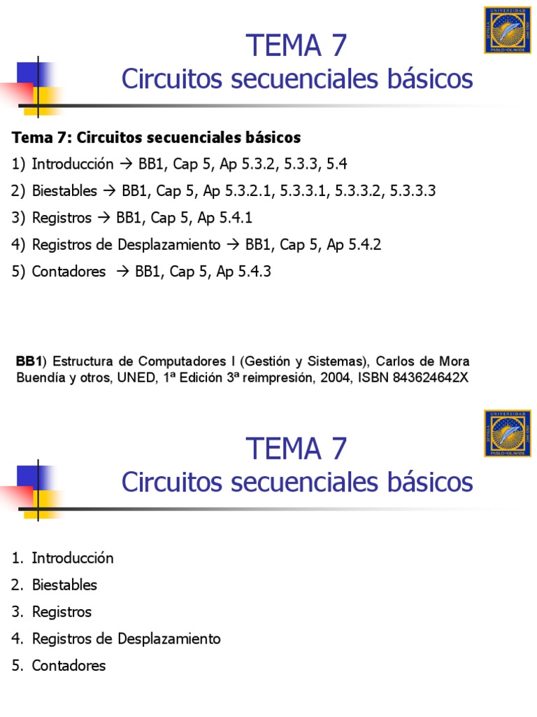 SISTEMAS-DIGITALES - TEMA 7 - Circuitos - Secuenciales - Básicos | PDF | Tecnología de ...