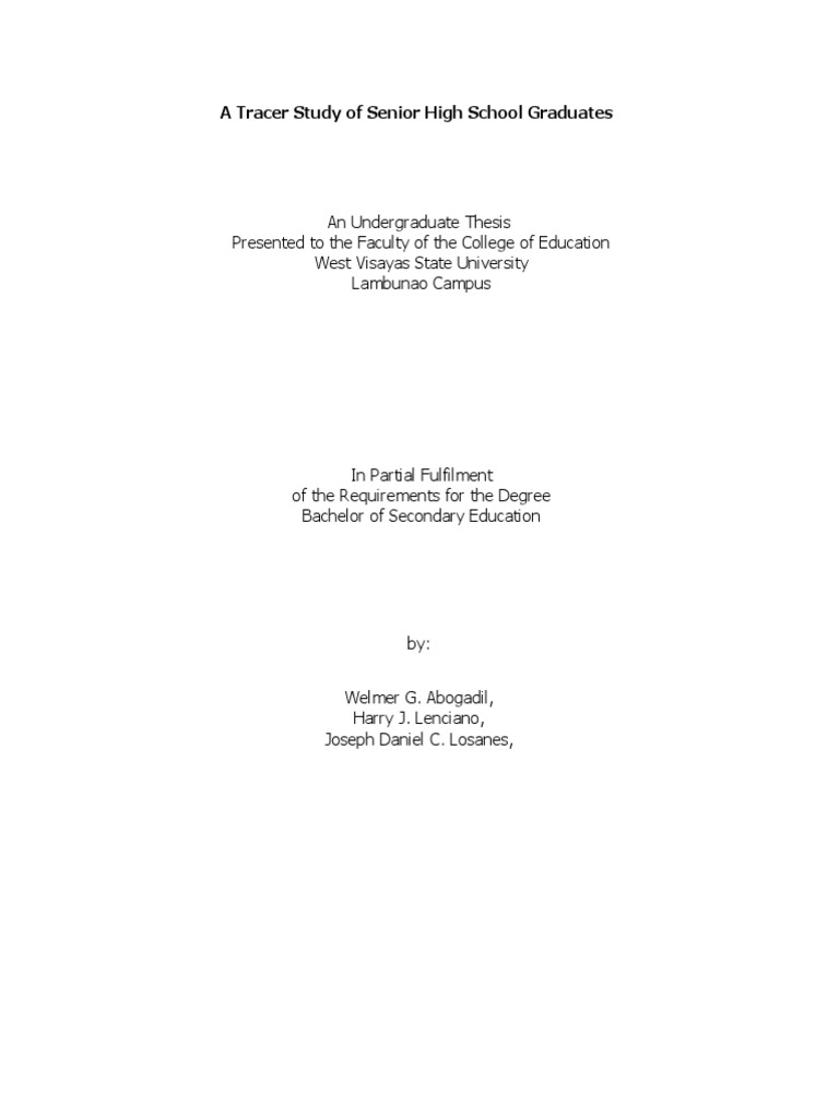 Tracer Study in Senior High School Graduates | PDF | Survey Methodology ...
