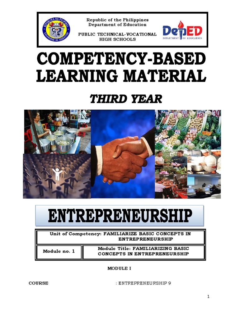 Y3 - Module 1 - Familiarize Basic Concepts of Entrepreneurship | PDF ...