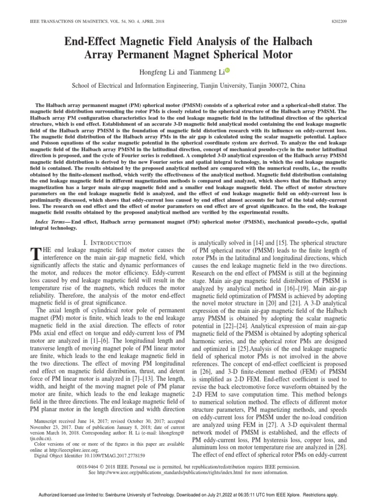 End-Effect Magnetic Field Analysis of The Halbach Array Permanent ...