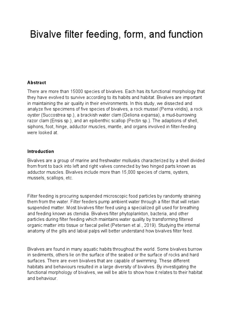 Bivalve Form and Function | PDF | Bivalvia | Molluscs