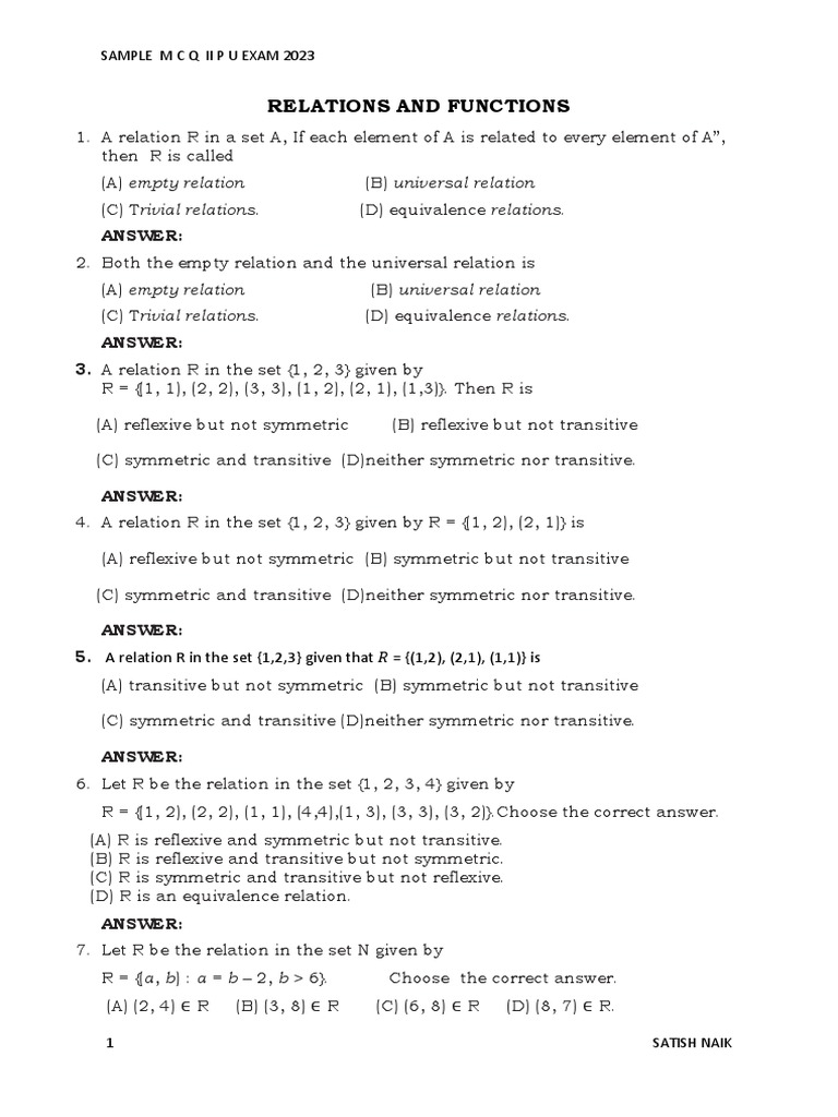 II Pu 2023 Sample MCQ | PDF | Matrix (Mathematics) | Functional Analysis