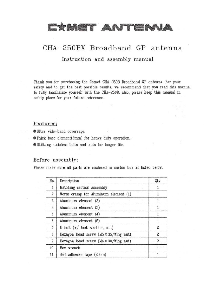 CHA-250B Instructions | PDF