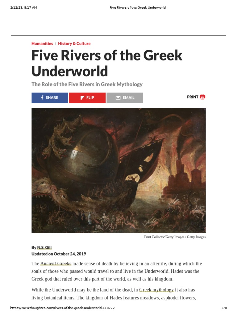 Five Rivers of The Greek Underworld | PDF | Hades | Greek Underworld