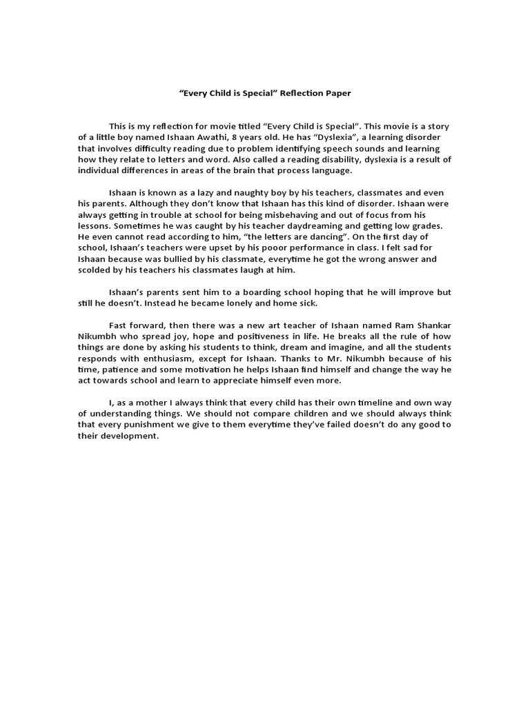Reaction Paper Every Child is Special | PDF