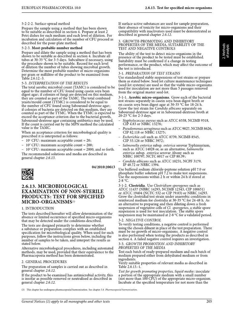 Microbiological Examination 2.6.13 | PDF | Growth Medium | Colony ...