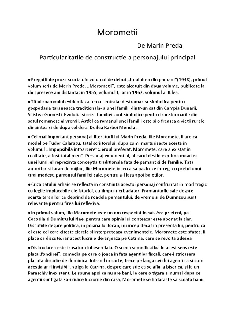 Morometii Personaj | PDF