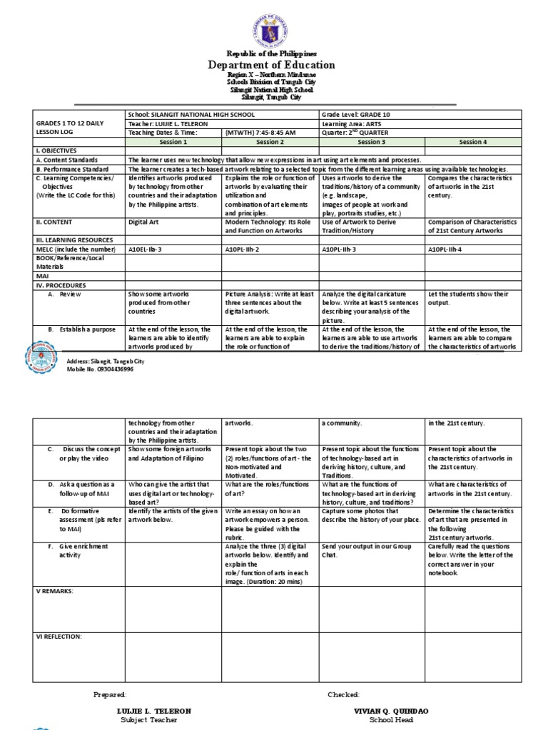 Arts 10 Week 3 | PDF | Learning | Communication