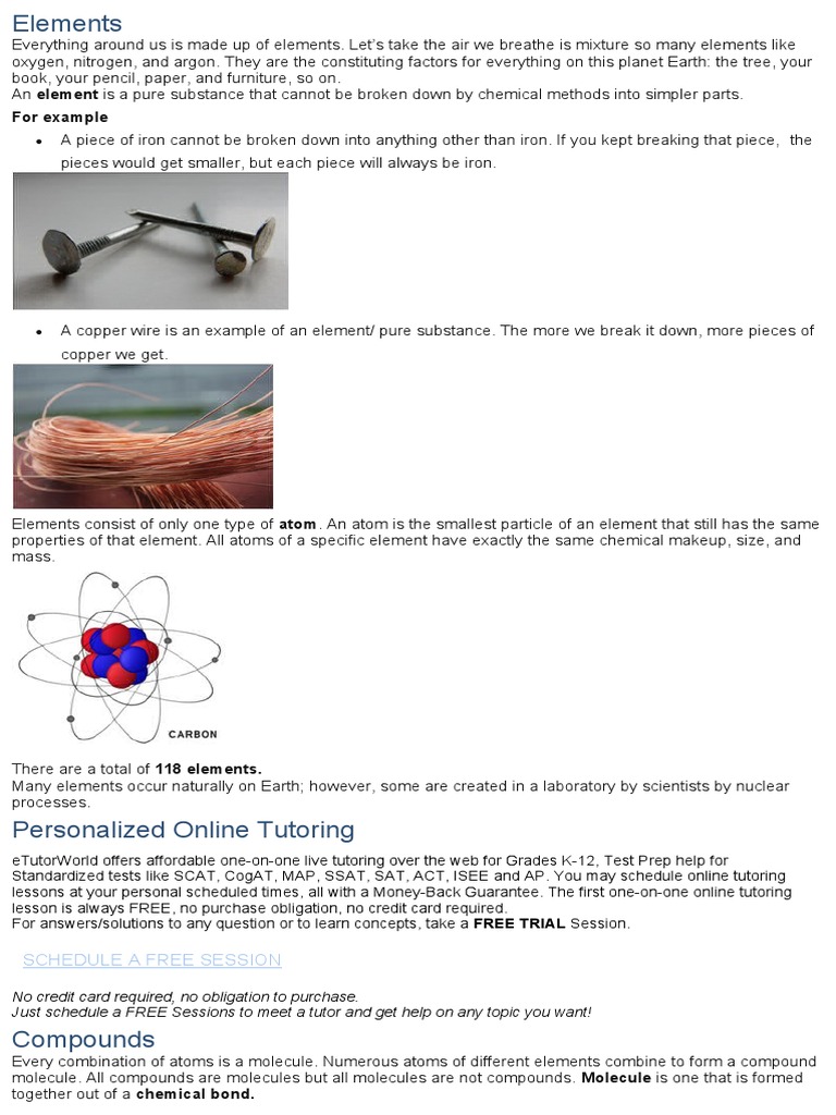 Elements and Compound Note | PDF