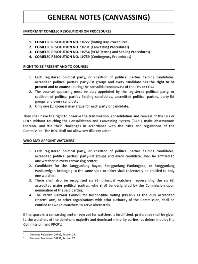 PW Canvassing Guide - As of 12april2022 | PDF | Computing