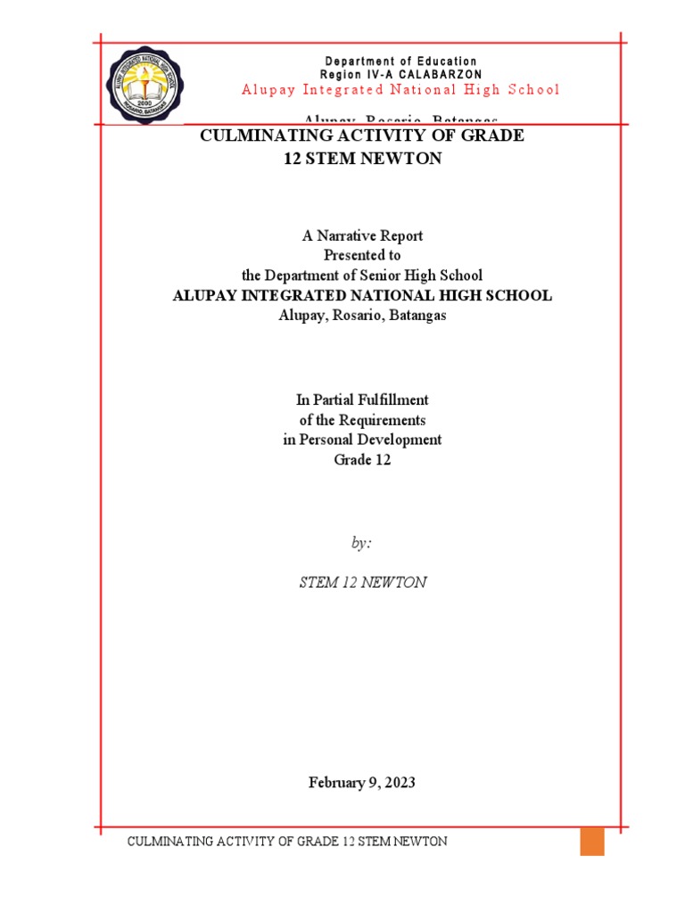 Culminating Activity Narrative Report | PDF