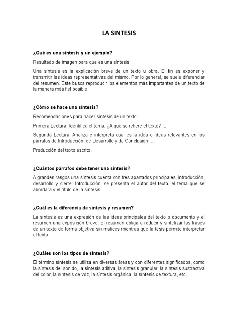 La Sintesis de Textos | PDF