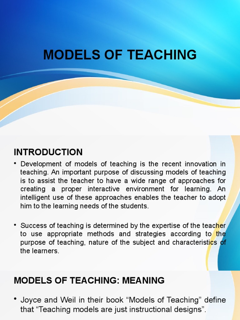 Understanding Teaching Models | PDF | Curriculum | Teachers