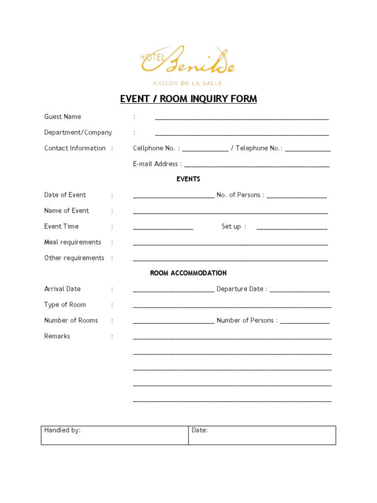 Event and Room Inquiry Form | PDF | Business