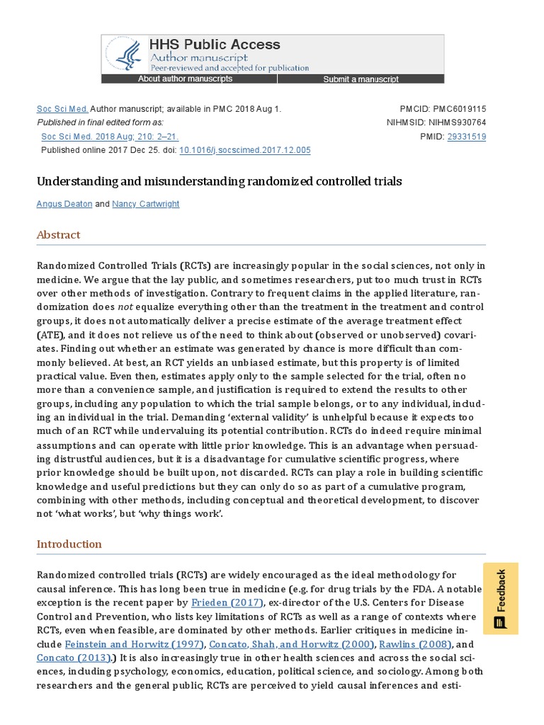Understanding and Misunderstanding Randomized Controlled Trials - PMC | PDF | Randomized ...