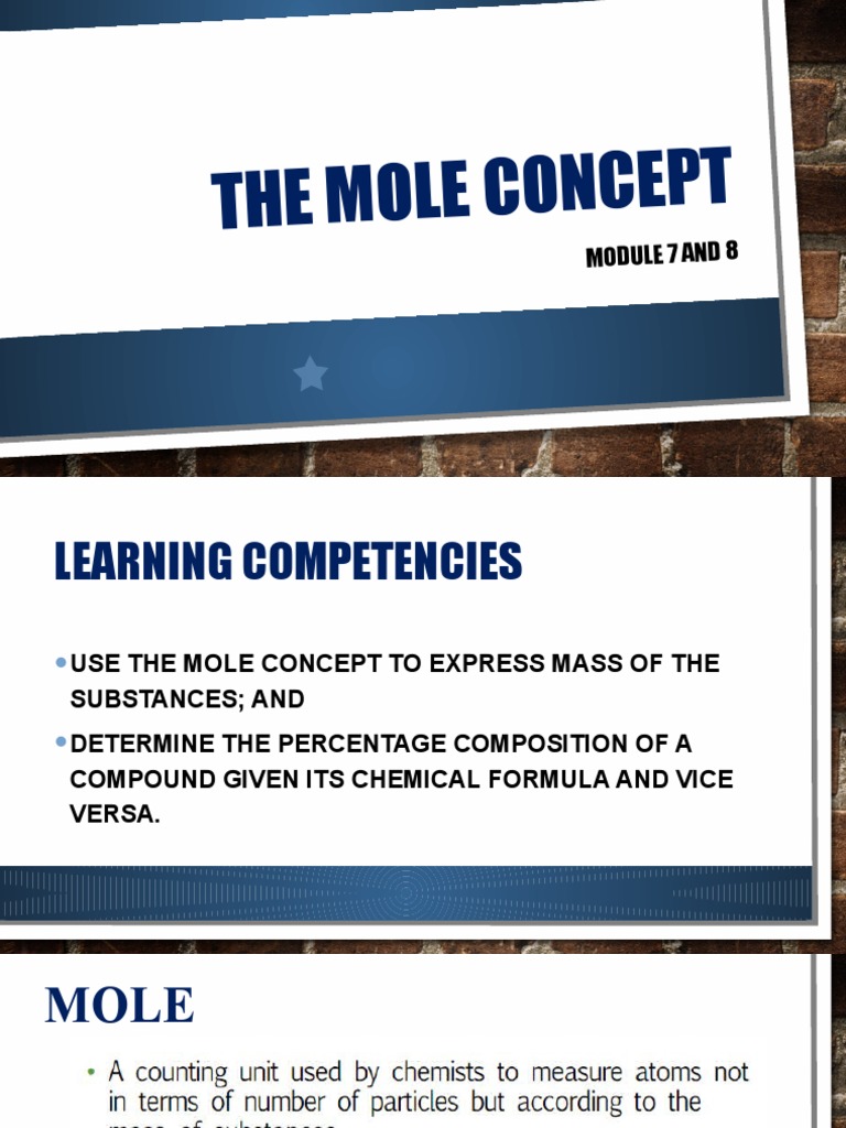 Module 4 THE MOLE CONCEPT | PDF | Mole (Unit) | Chemical Substances