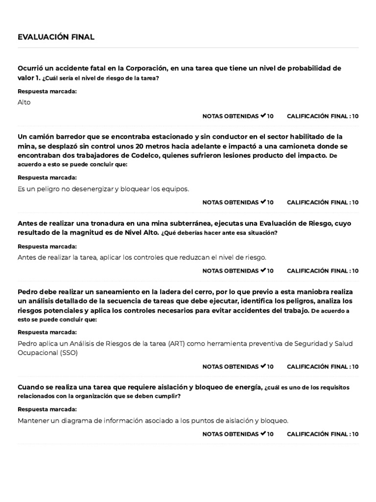 EVA FINAL - Codelco - Elearning | PDF | Riesgo