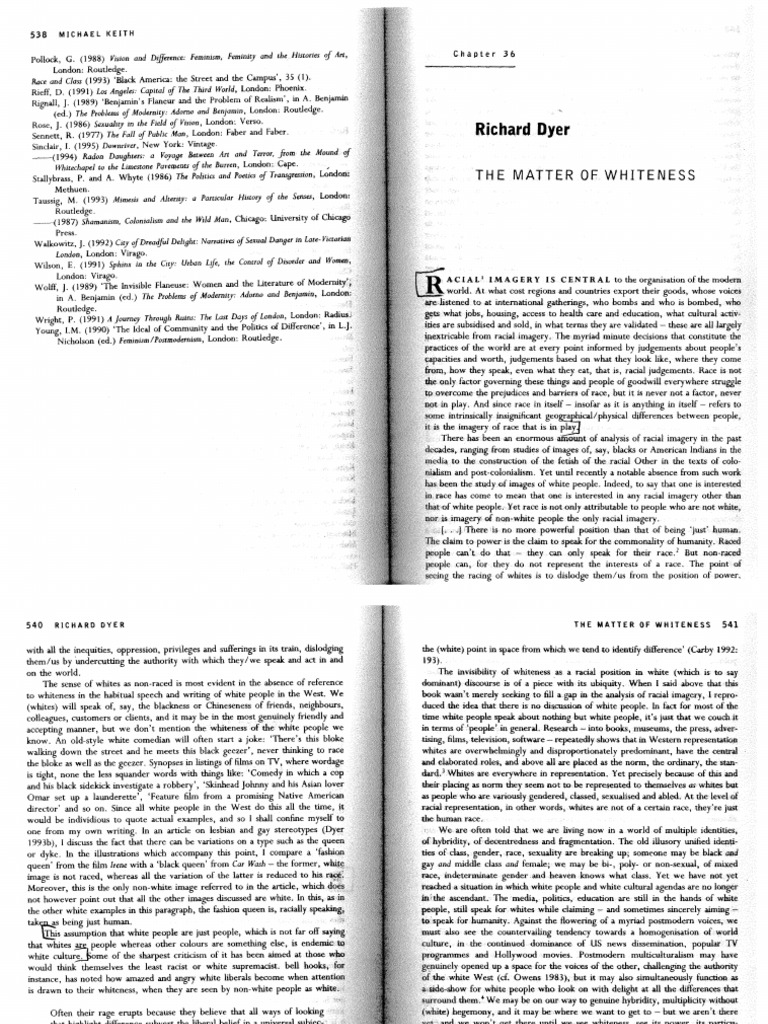 Dyer The Matter of Whiteness | PDF | Whiteness Studies | Race (Human ...