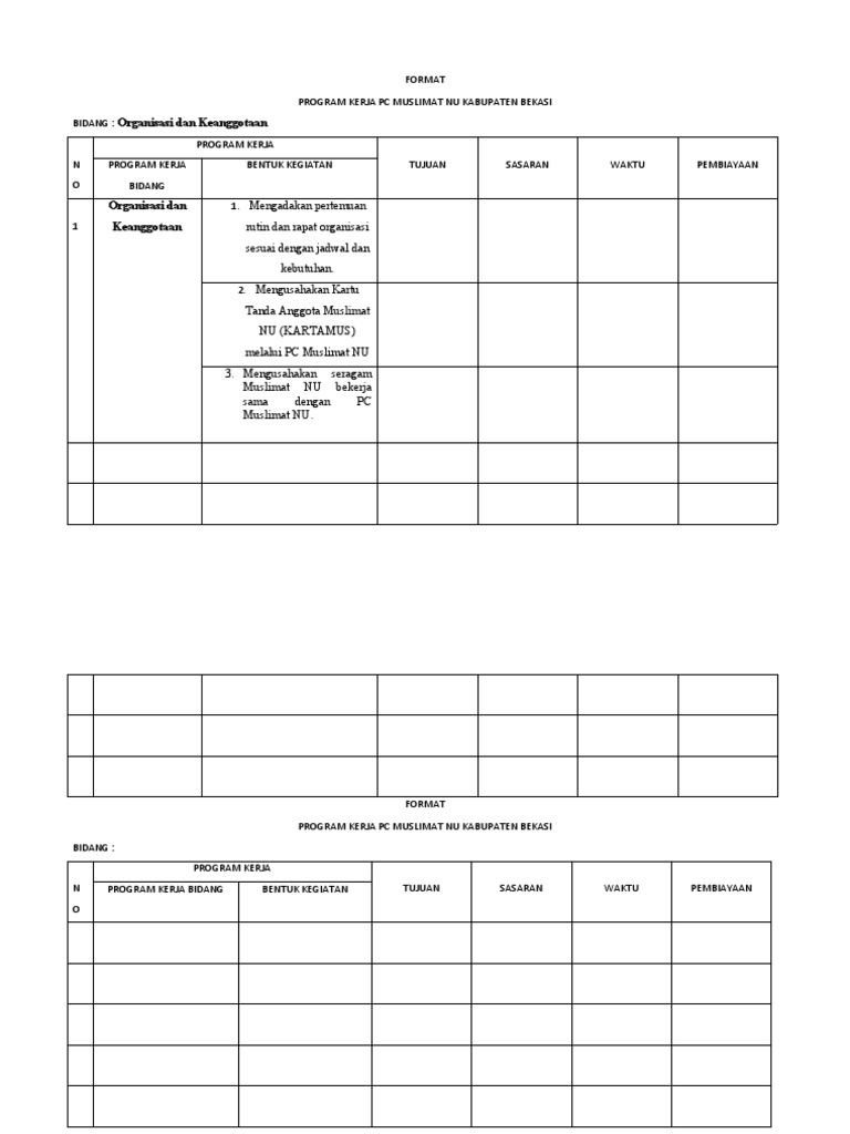Format Program Kerja | PDF