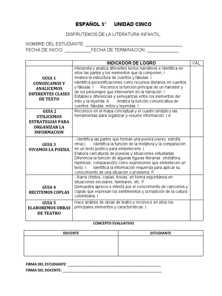 Guia Español 5 Unidad 5 | Descargar gratis PDF | Poesía | Metáfora