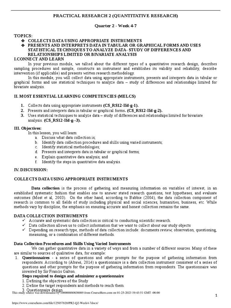 Quantitative Research Data Collection and Analysis | PDF | Statistics ...