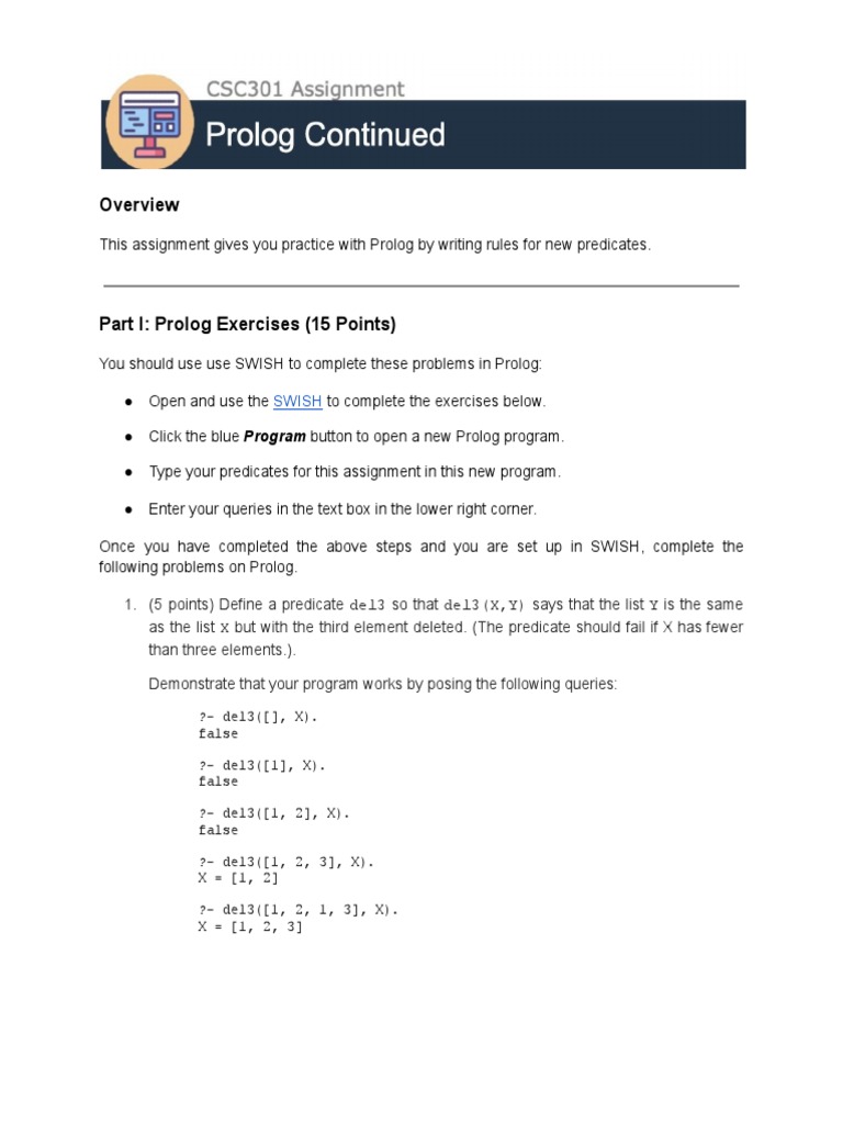 Practice With Prolog Predicates Defining New Rules For Del3 Halve