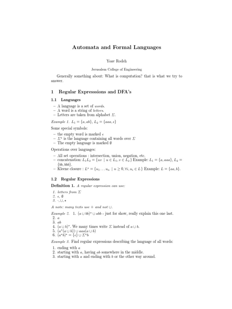 Automata and Formal Languages | PDF | Regular Expression | Teaching ... Automata and Formal Languages | PDF | Regular Expression | Teaching ...