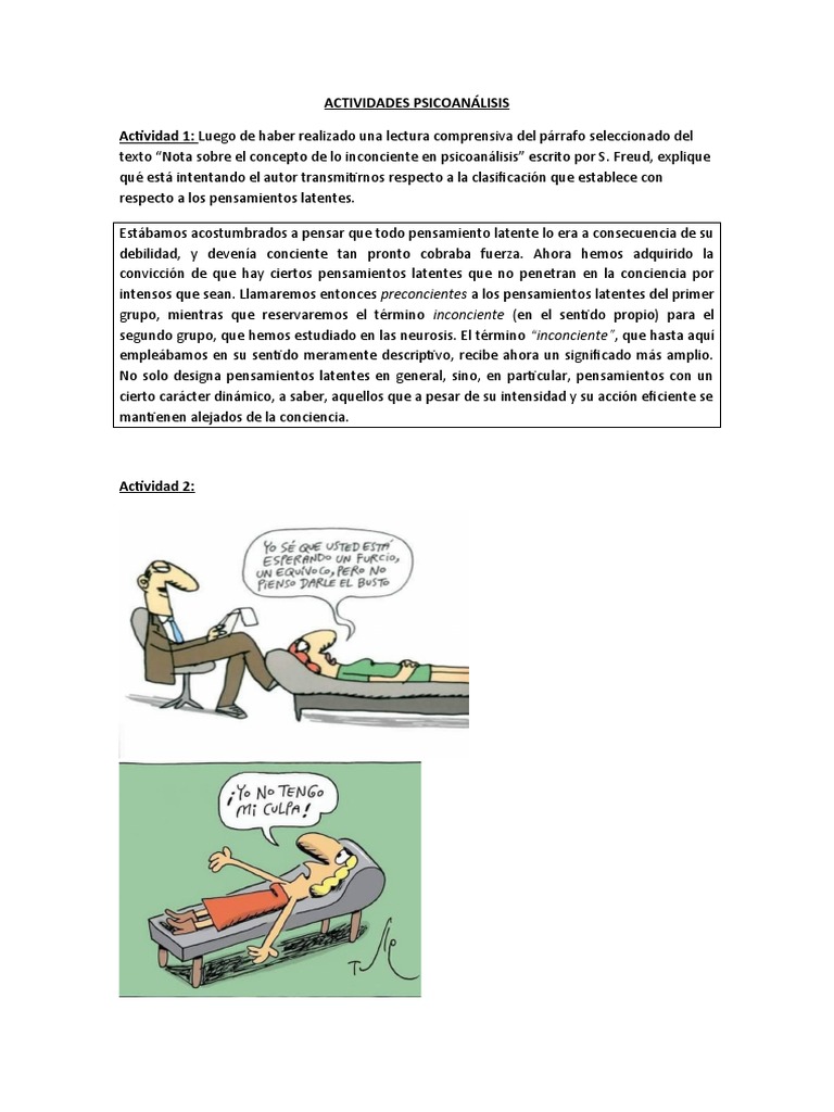 Actividad para Psicoanálisis. | PDF | Psicoanálisis | Mente inconsciente