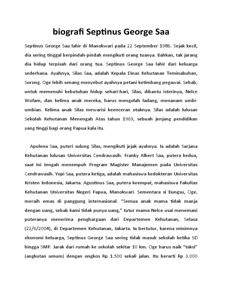 Biografi Septinus George Saa | PDF