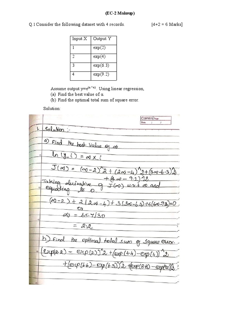 02 ML Sol MidSem - Makeup - Sol - Upated (From Bits) | PDF | Regression Analysis | Errors And ...