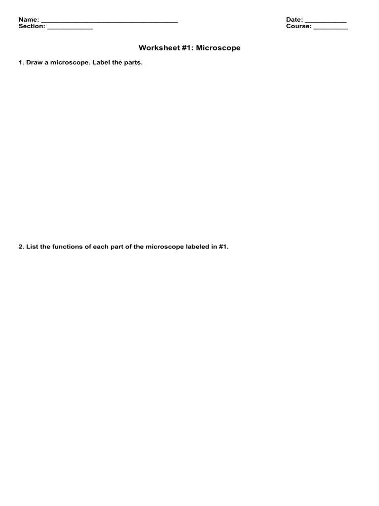 Worksheet #1 Microscope | PDF