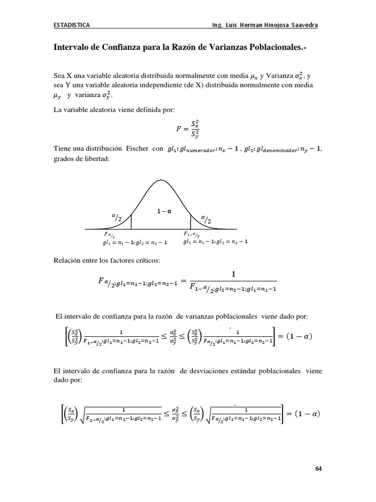 Inter Alo para La RAZON DE VARIANZAS | PDF | Diferencia | Intervalo de ...