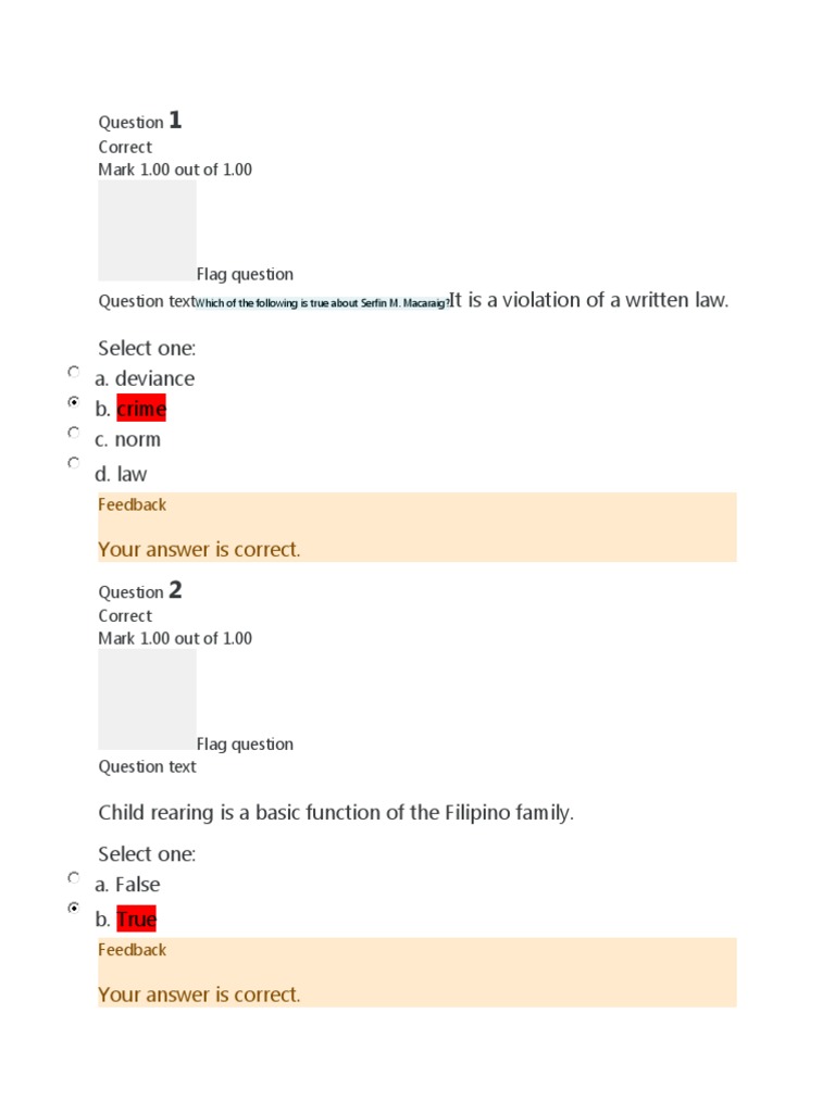 Ucsp G11 First Quarter Exam | PDF | Deviance (Sociology) | Socialization