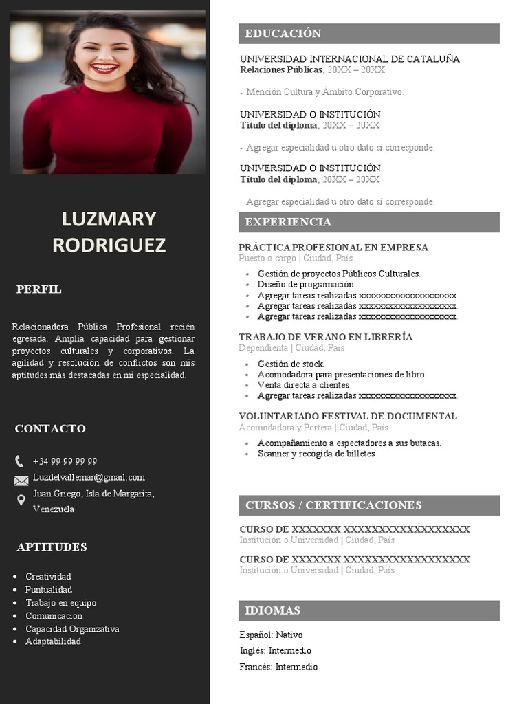 207 Curriculum Vitae Primer Trabajo | PDF