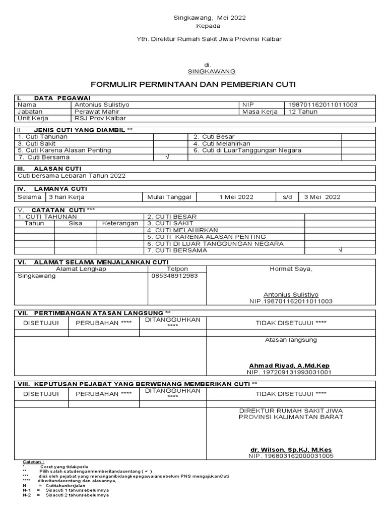 Form Cuti Terbaru | PDF