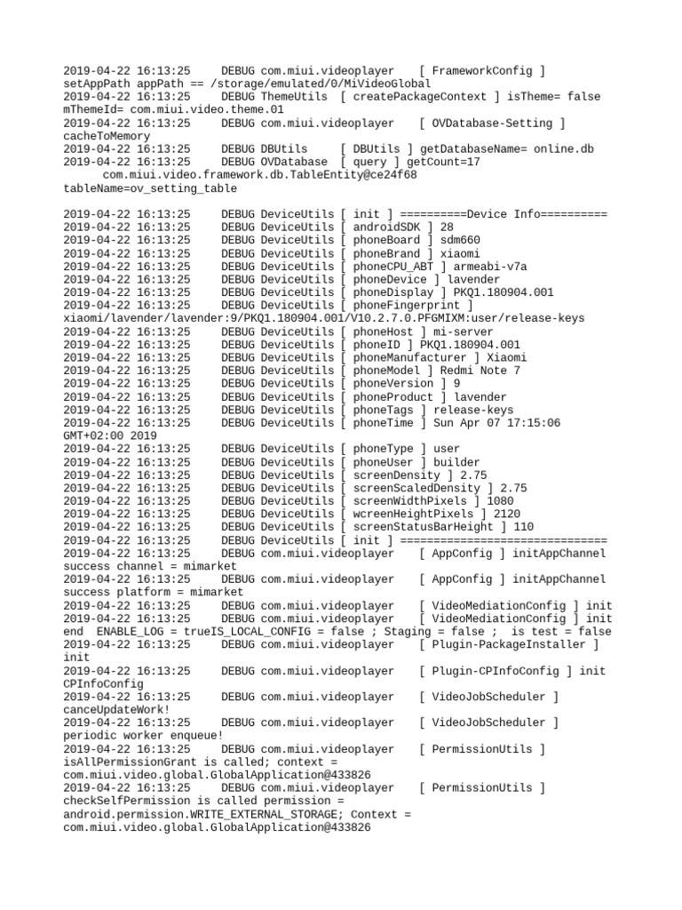 Xiaomi Redmi Note 7 Device Log Analysis | PDF | Software Engineering | Computer Engineering