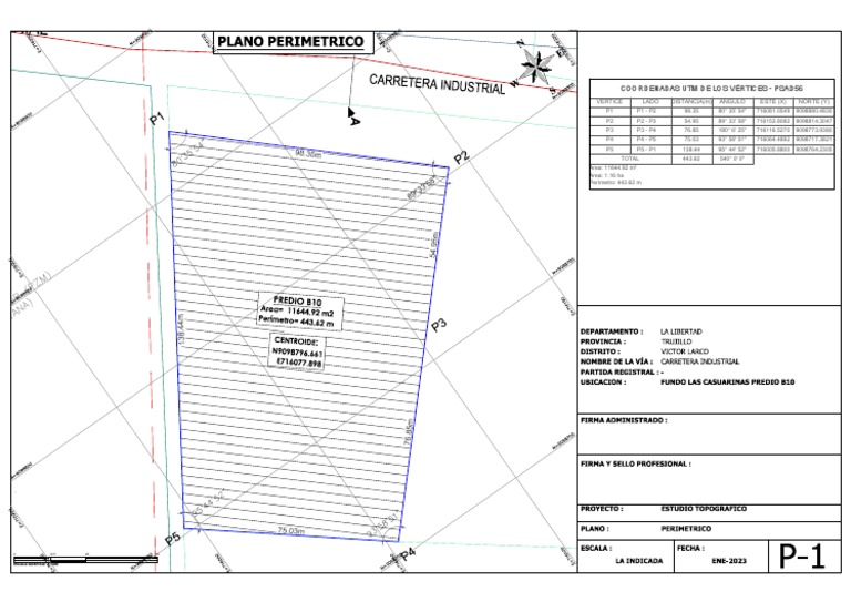 Plano Perimetrico: Carretera Industrial | PDF | Cartografía | Geodesia