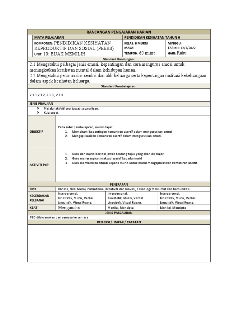 RPH Cup-Pk THN 6 (Tapak) | PDF