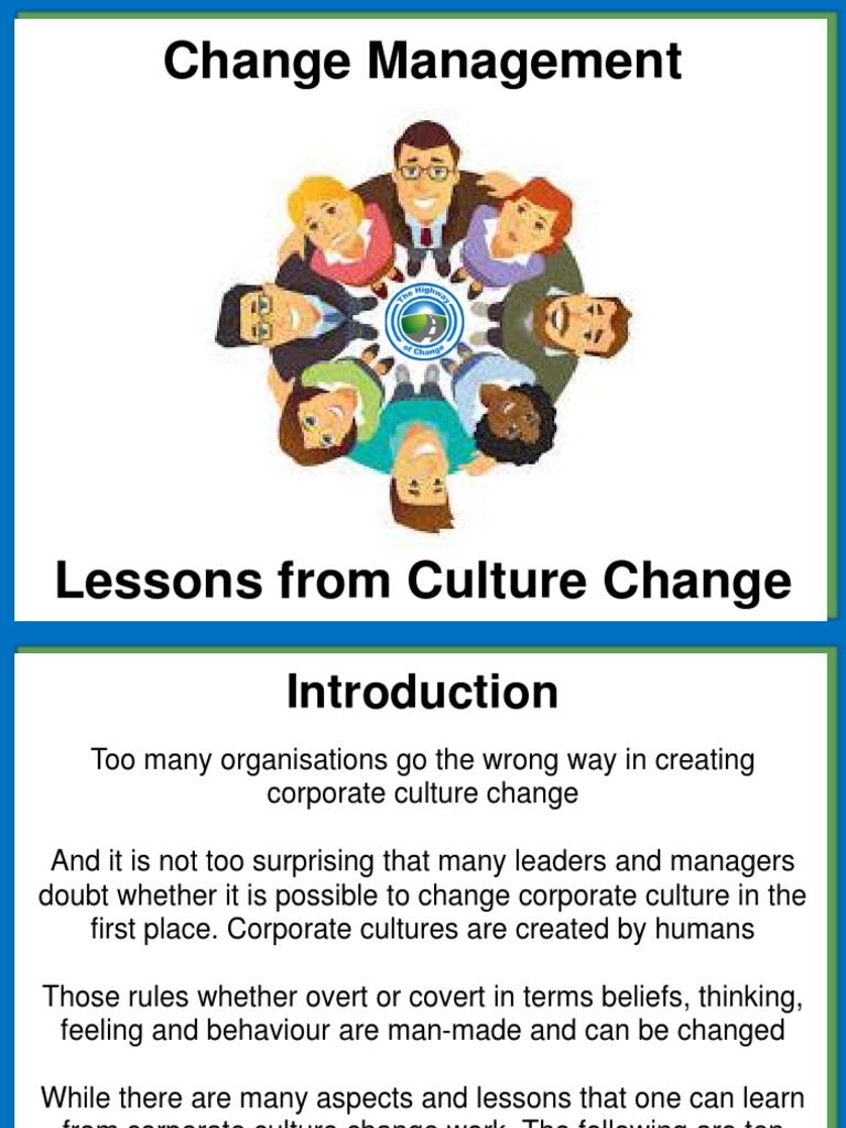 Lessons From Culture Change | PDF | Organizational Culture | Mindset