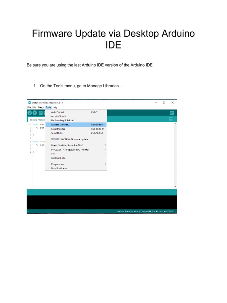 Firmware Upgrade Via Desktop Arduino IDE | PDF