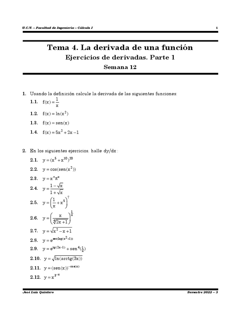 Ejercicios de Derivadas y Ecuaciones Diferenciales | PDF | Ecuaciones | Derivado