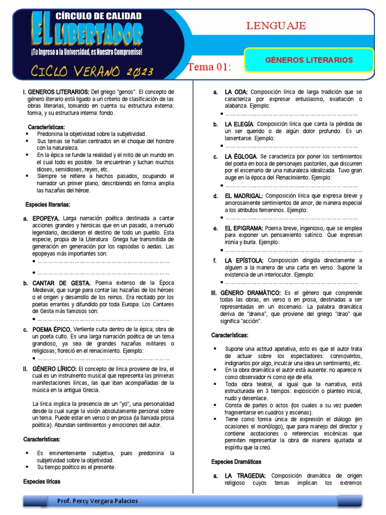 Generos Literarios | PDF | Poesía | Poesía épica